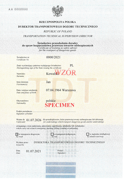 Egzaminy na doradców DGSA (przewóz towarów niebezpiecznych) - TDT